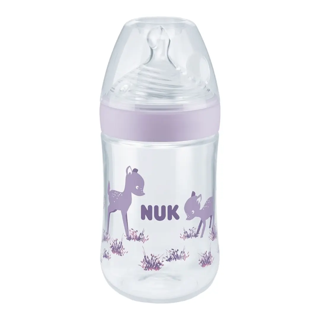 NUK Plastična flašica za bebe Nature sense, 6-18 meseci, 260 ml, Lavanda