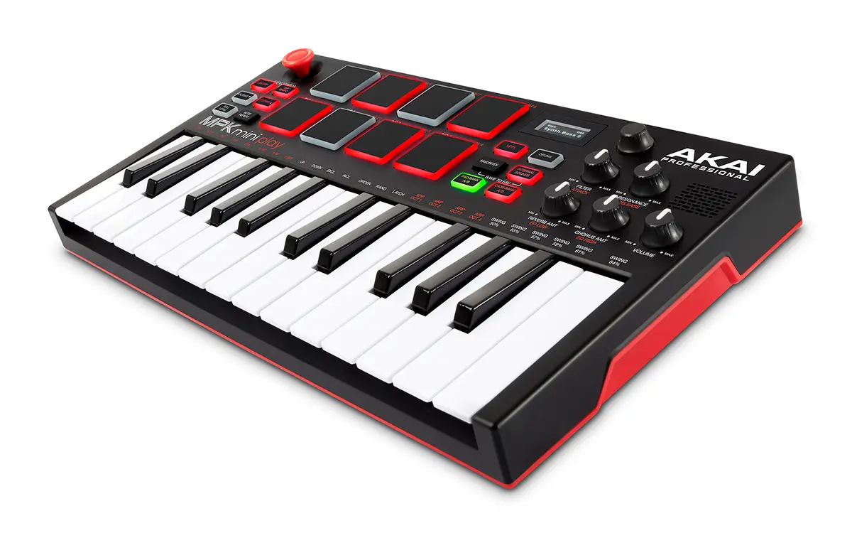 AKAI Kontroler sa integrisanim zvučnicima Midi MPK Mini Play MK3, 31.2x17.2x4.6cm, Crni