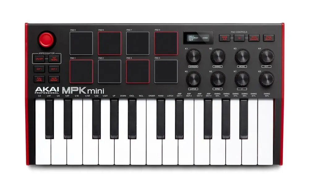 AKAI Kontroler Midi MPK Mini MKIII, 31.75x18.13x4.4cm, Crni