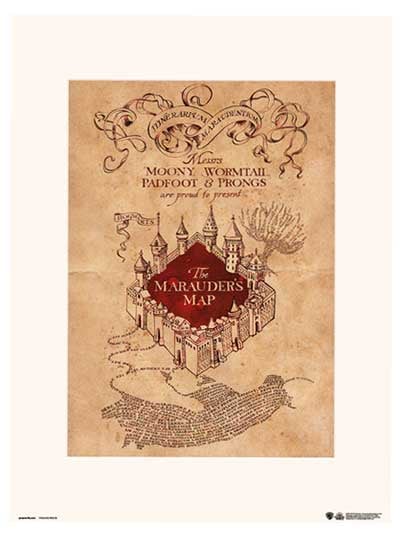 Print reprodukcija - Harry Potter, The Marauders Map, 30x40cm