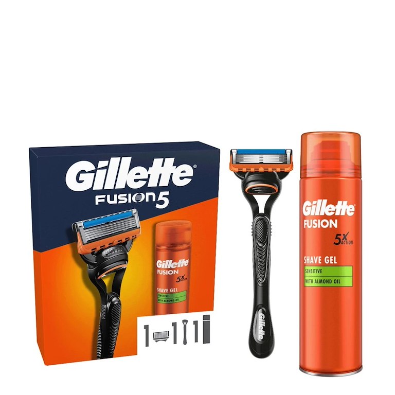 GILLETTE SET FUSION 5(BRIJAČ FUSION 5 +GEL FUSION 5 SENSITIVE 200ML)