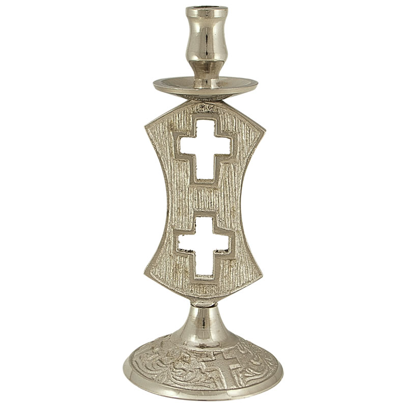 Svećnjak od mesinga sa hromiranim završnim slojem (13x5,5) cm