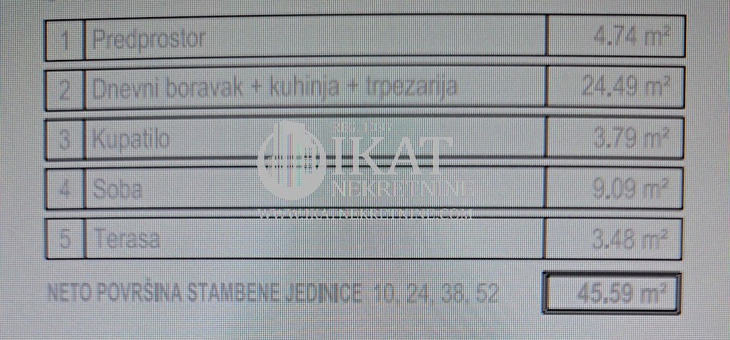 Stara Pazova 45,59m2, jednoiposoban stan + PDV ID#3955 54.708 €