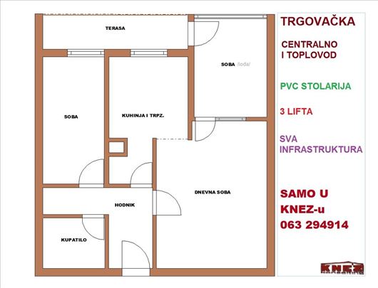 ŽARKOVO-centar, kao 2,5, 57M2, uknjižen