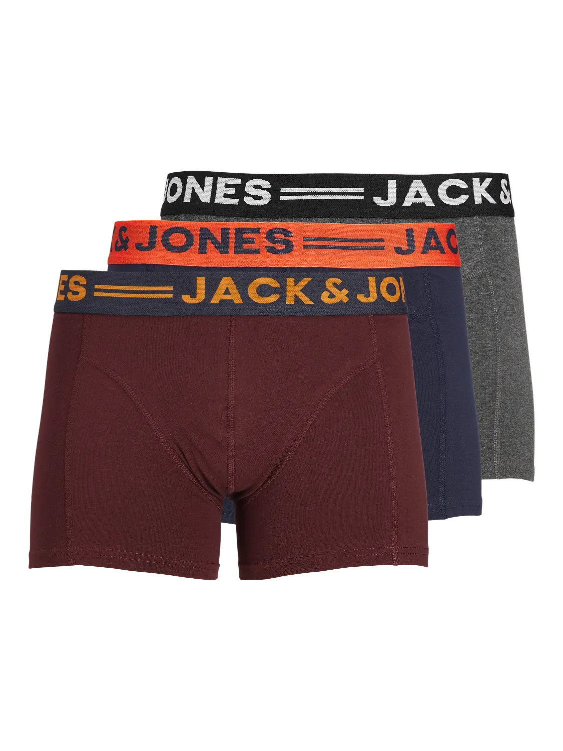 JACK & JONES Muške bokserice 12113943, 3 komada, Bordo, Teget, Sive