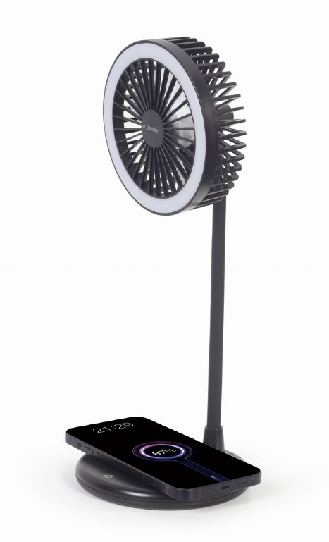 Bežični punjač za telefone 10W, sa ventilatorom i LED lampom, Gembird TA-WPC10-LEDFAN-01