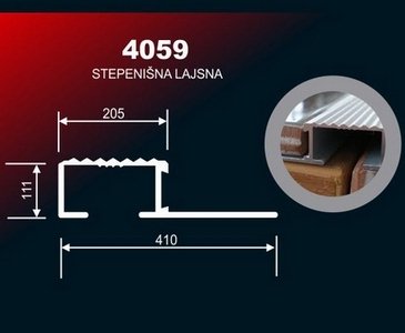 Aluminijumska lajsna SR 4059 STEPENIŠTE 3m