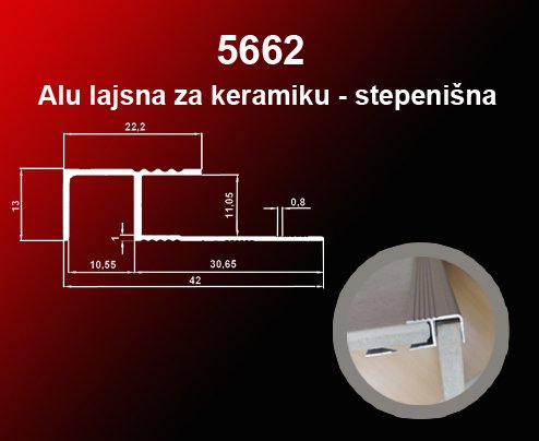 Aluminijumska lajsna SR 5662 STEPENIŠNA