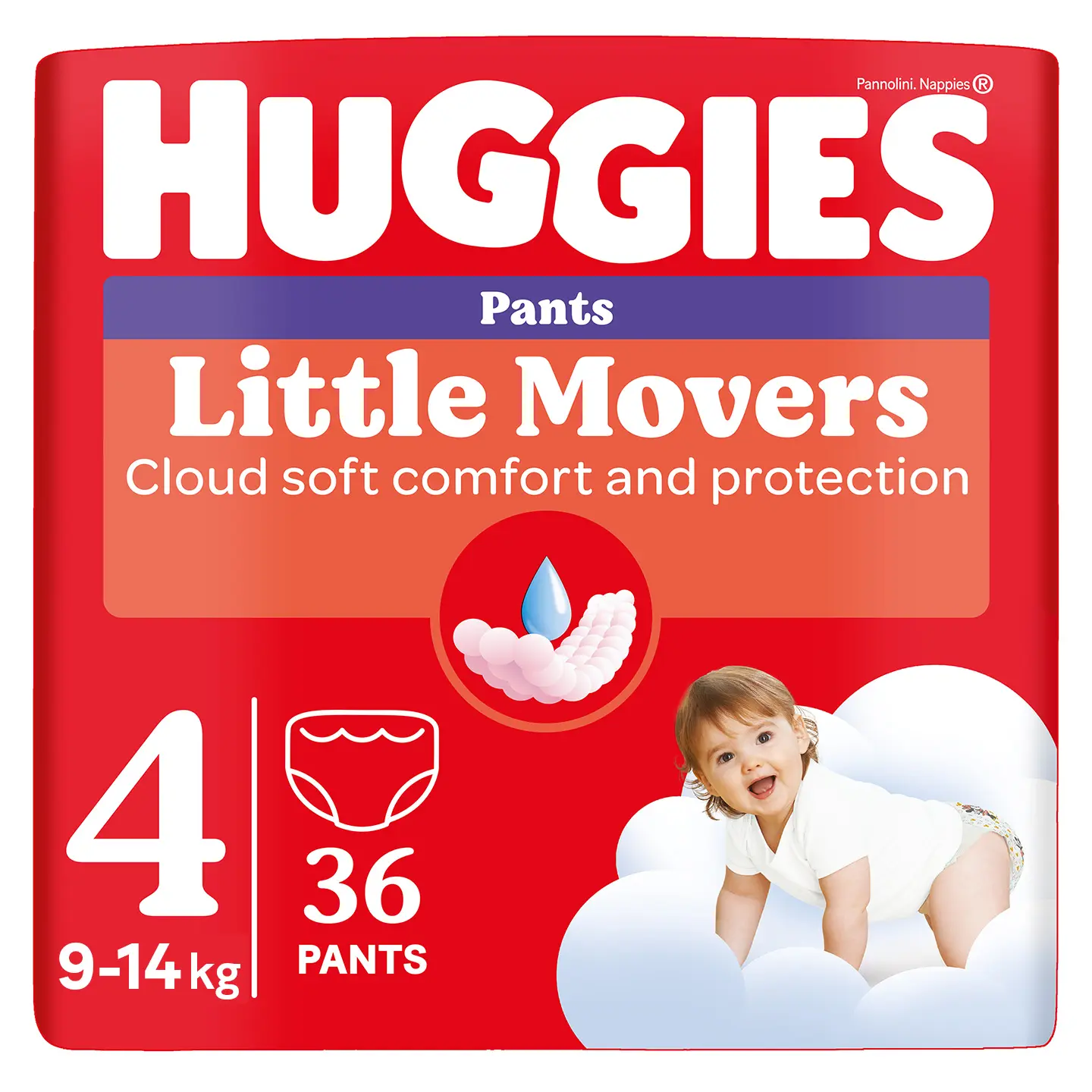 HUGGIES Little Movers Pelene za bebe, Gaćice, 9 - 14 kg, 36 kom