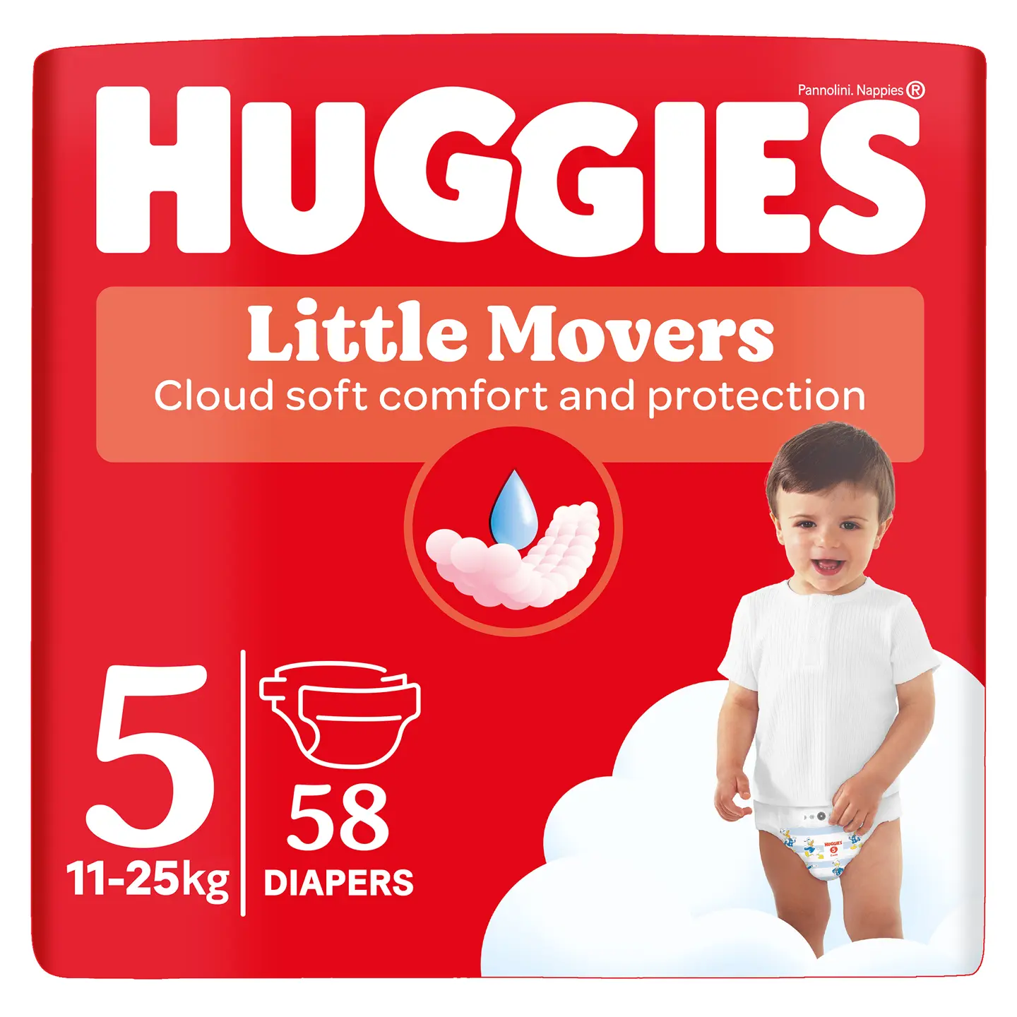 HUGGIES Little Movers Pelene za bebe, 11 - 25 kg, 58 kom