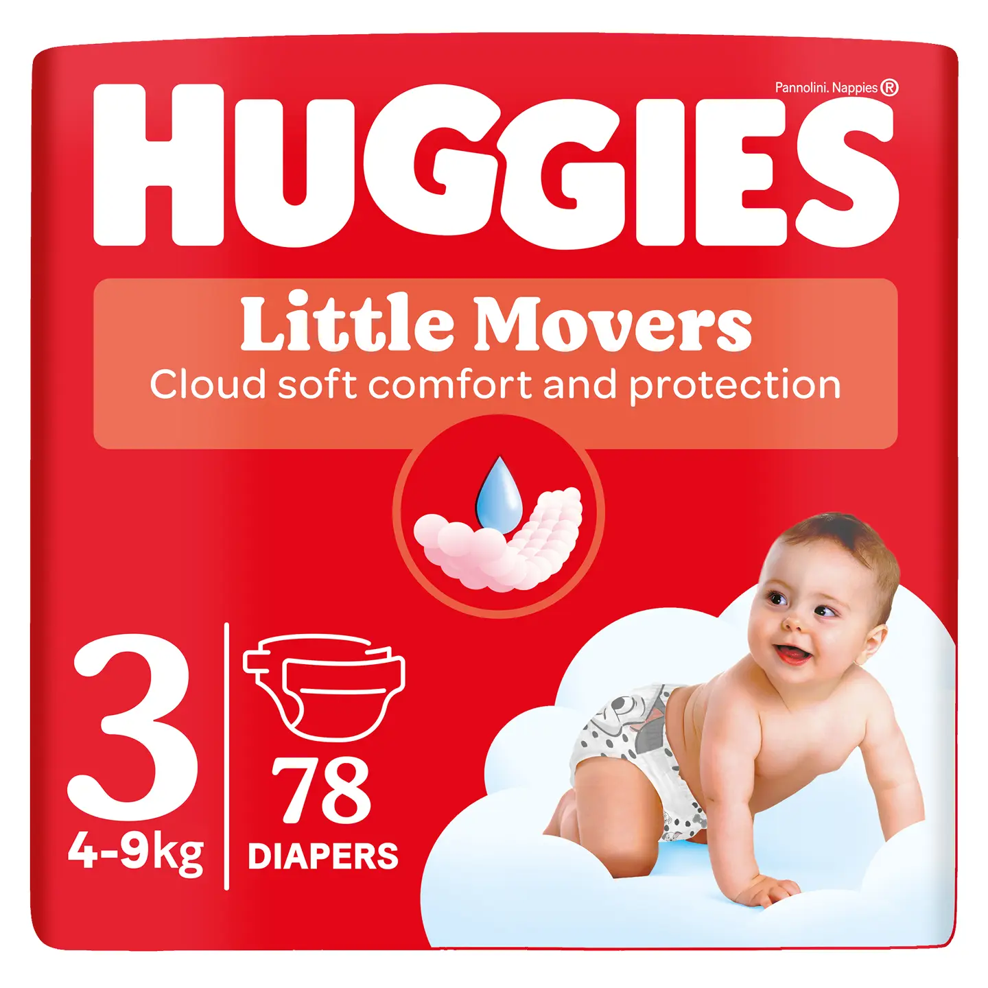 HUGGIES Little Movers Pelene za bebe, 4 - 9 kg, 78 kom