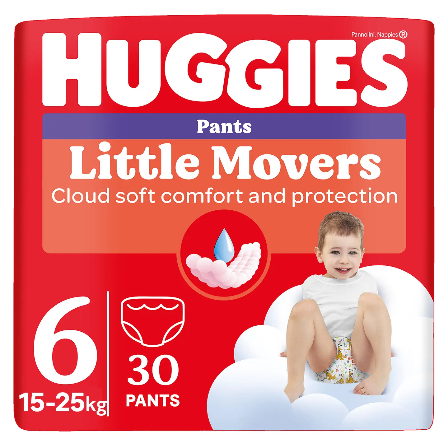 HUGGIES Little Movers Pelene za bebe, Gaćice, 15 - 25 kg, 30 kom