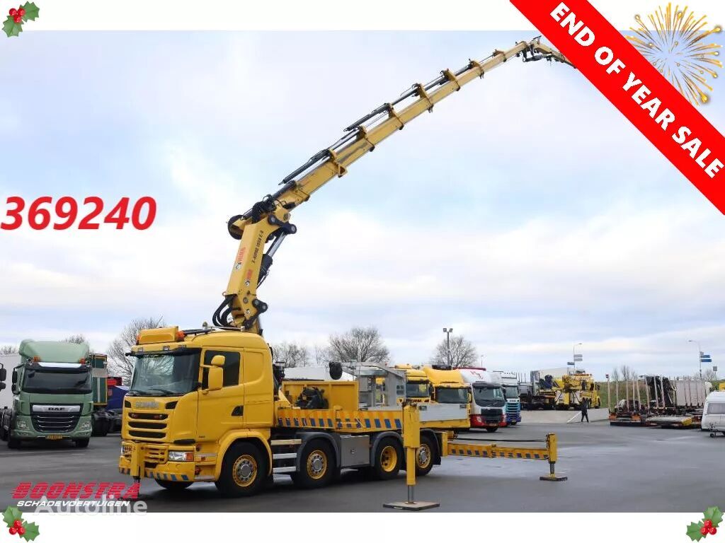 Scania G G450 HIAB X-HiPro 1058 E-8 + JIB 175X-5 JDC Buhne Winde Euro 6 kamion s ravnom platformom