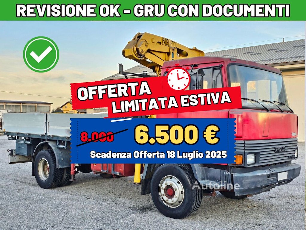 IVECO TURBO 145.17 CON GRU PAGLIERO kamion s ravnom platformom