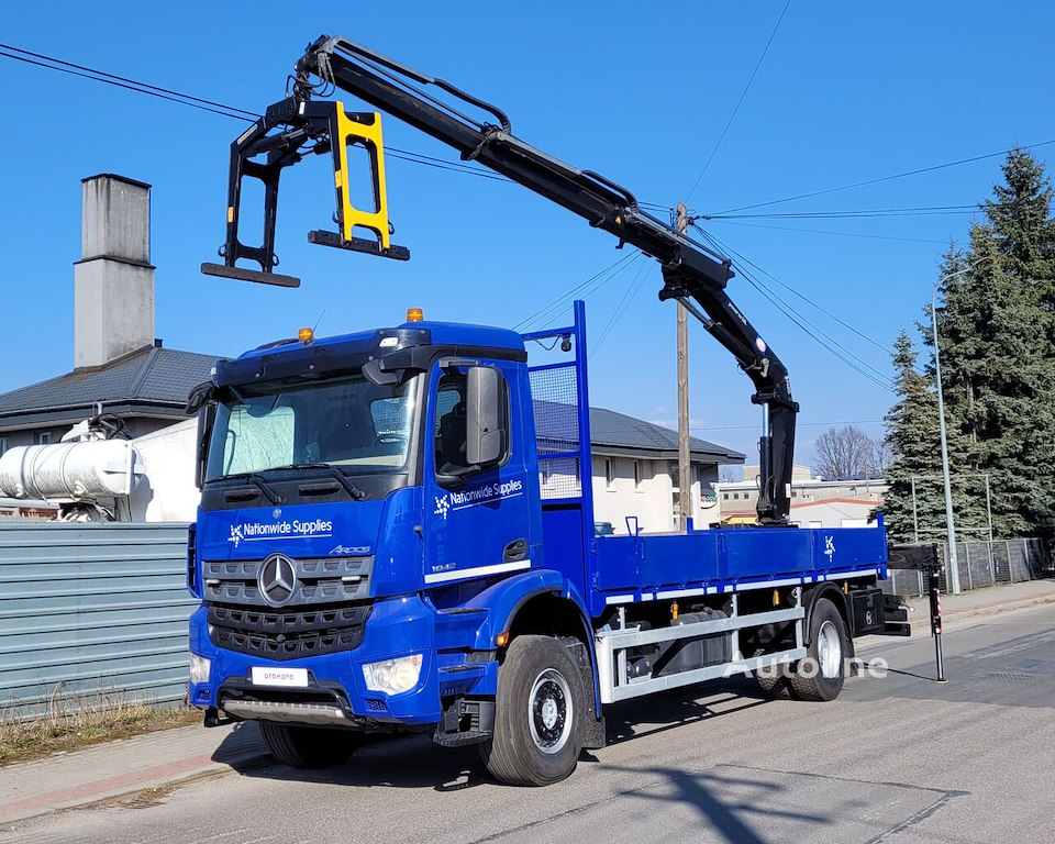 Mercedes-Benz AROCS 1824 CRANE Kran HMF 1420 K2 Remote Control Brick Greb kamion s ravnom platformom