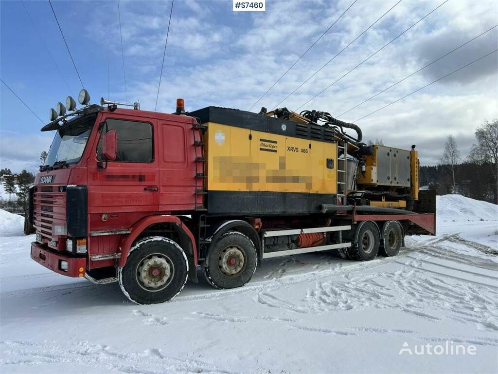 Scania R143 HL 8x2 59 with Atlas Copco XRVS466 compressor kamion šasija