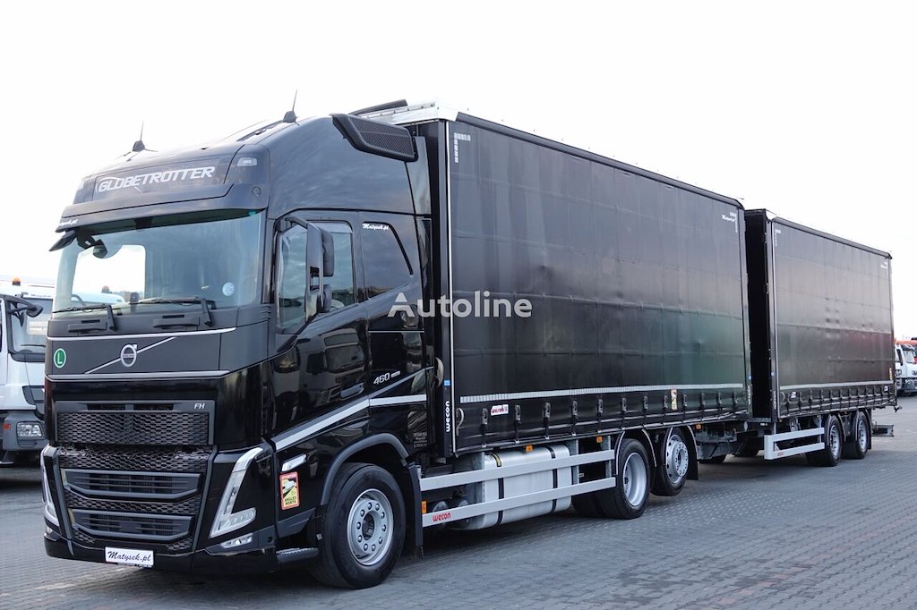 Volvo FH 460 / I-SAVE / XXL / ZESTAW TANDEM PRZEJAZDOWY / 120 M3 / I-P kamion sa klizna zavesa cerada + prikolica sa kliznom ceradom