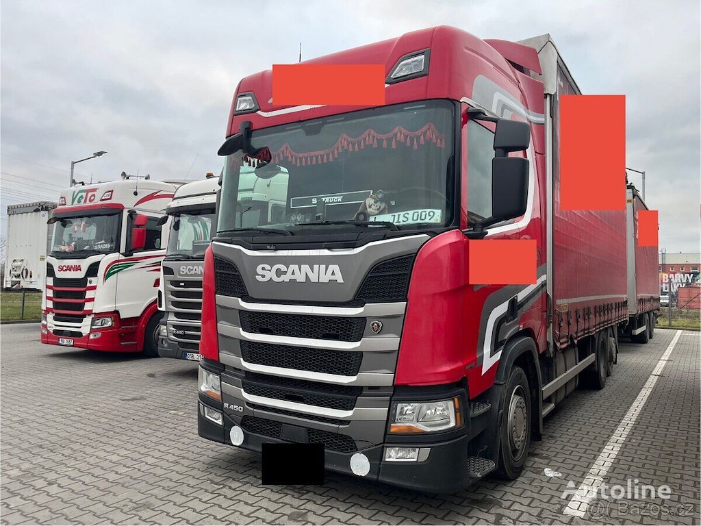 Scania R450 kamion sa klizna zavesa cerada + prikolica sa kliznom ceradom