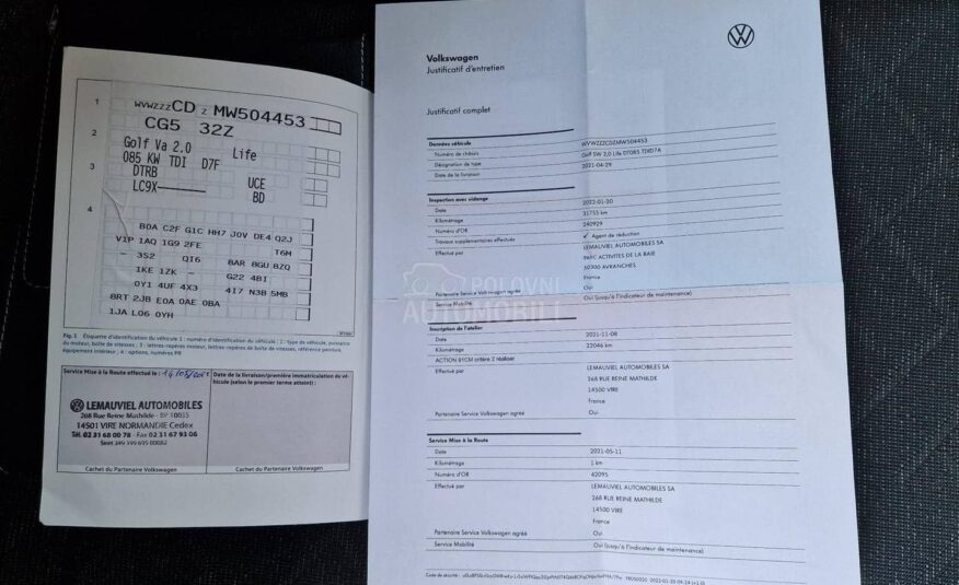 VOLKSWAGEN GOLF 8 2.0 TDI SERVISI 21