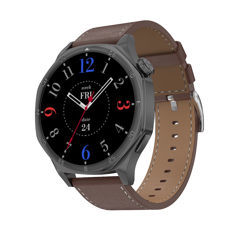 Smart Watch DT5 crni (crna silikonska i braon kozna narukvica) (MS)