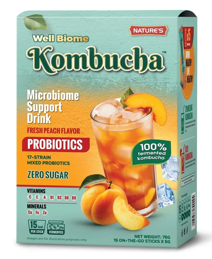 NATURE'S Napitak Well Biome Kombuha Sveža breskva, 15 kesica, 75 gr