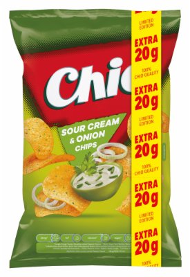 ČIPS SOUR CREAM&ONION CHIO 150G + 20G GRATIS
ČIPS SOUR CREAM&ONION CHIO 150G + 20G GRATIS