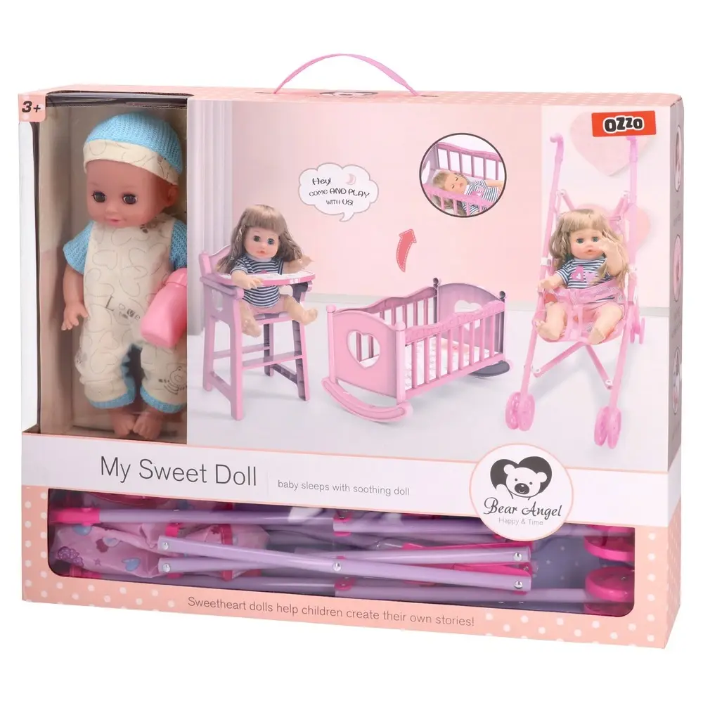 OZZO Lutka beba set Bear angel, Belo-Plava