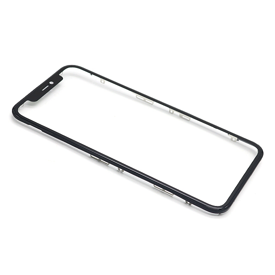 Staklo touchscreen-a za Iphone 11 + frame + OCA stiker black (MS)