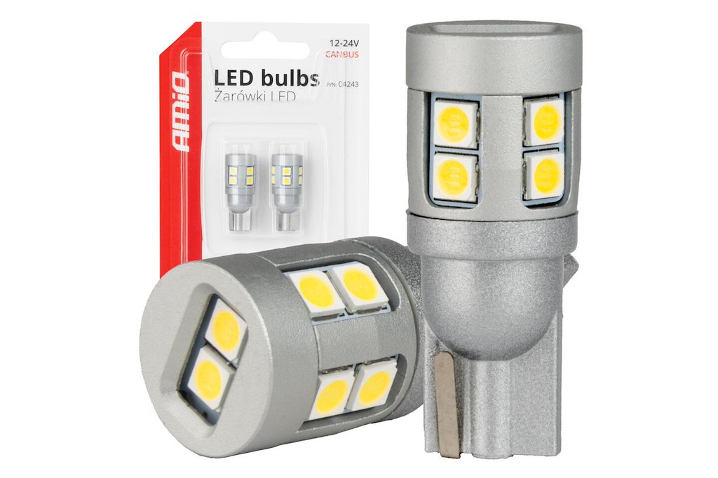 CANBUS LED sijalice T10 V5V 12 SMD 3030 Bela 12V 24V AMIO-04243 Proizvod meseca