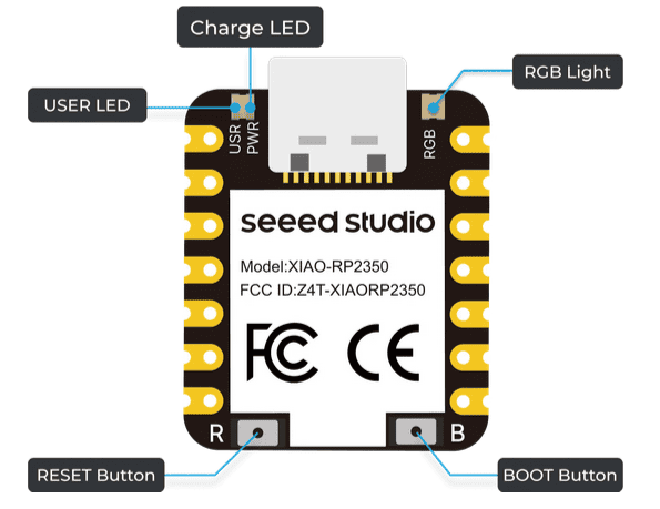 XIAO RP2350 – Raspberry Pi RP2350, MicroPython-Ready, 19 GPIOs, Onboard RGB LED, Arm Cortex-M33 and Hazard3 RISC-V