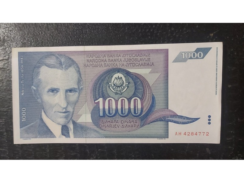 1.000 dinara 1991 god SFRJ aUNC Tesla