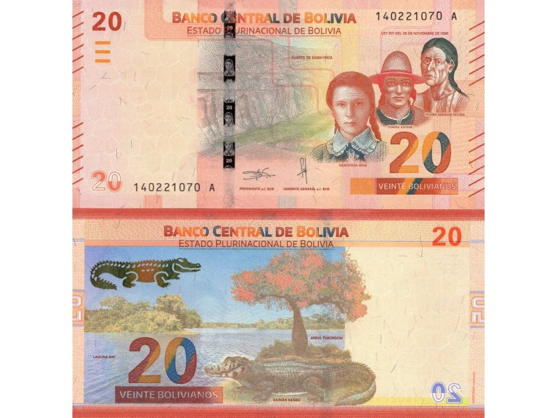 BOLIVIA 20 Bolivianos 2018 UNC, P-249