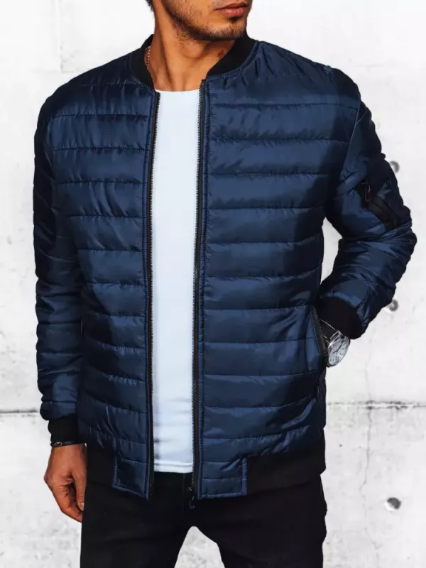 KURTKA MĘSKA PIKOWANA BOMBER JACKET GRANATOWA DSTREET