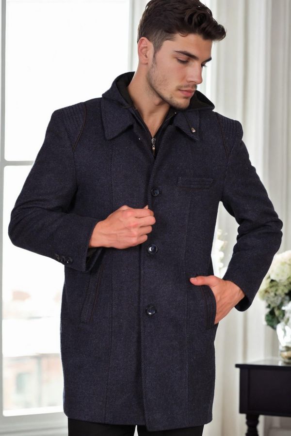 PLT8335 DEWBERRY MEN'S COAT-DIAGONAL BLACK-BLUE-2