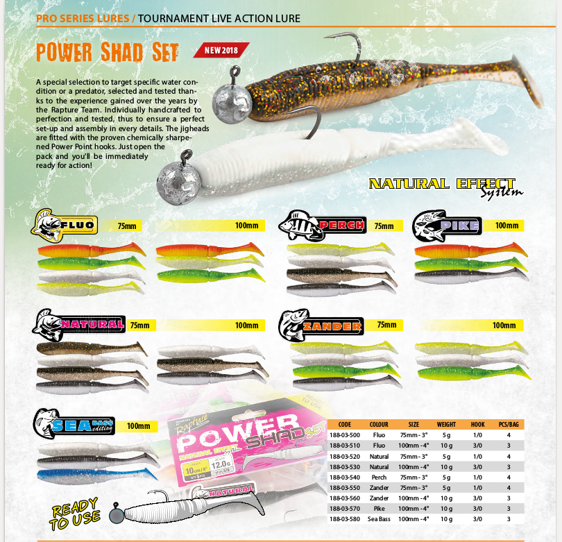 RAPTURE POWER SHAD SET 100MM PIKE