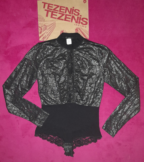 Tezenis crni metalizirani sexy bodi M/L NOVO!%