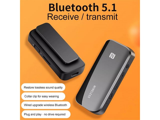 T40 Bluetooth 5.1 Aux RX-TX Adapter 2.5 i 3.5mm USB-C