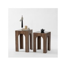 HANAH HOME Set stolova Seine 2 Walnut Dark Grey