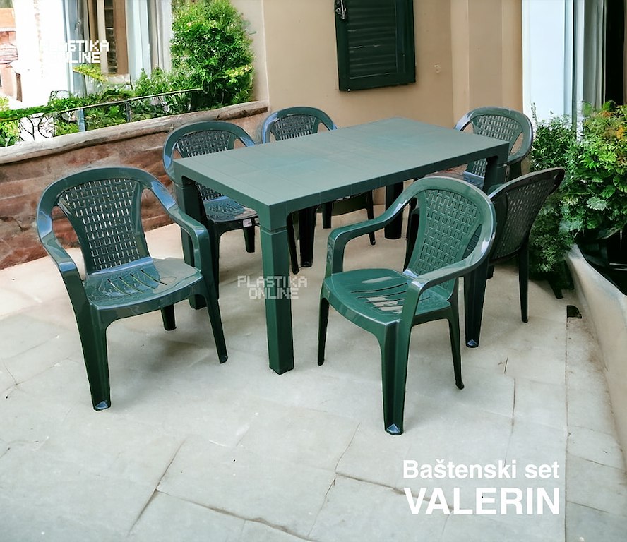 Baštenski set Valerin zelena (sto Orfeo 140×80 i 6 stolica Valerija)