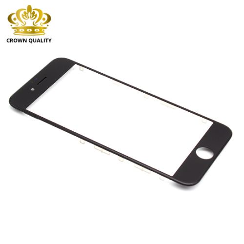 Staklo touchscreen-a za iPhone 6S + frame + OCA stiker (Crown Quality) black (MS)