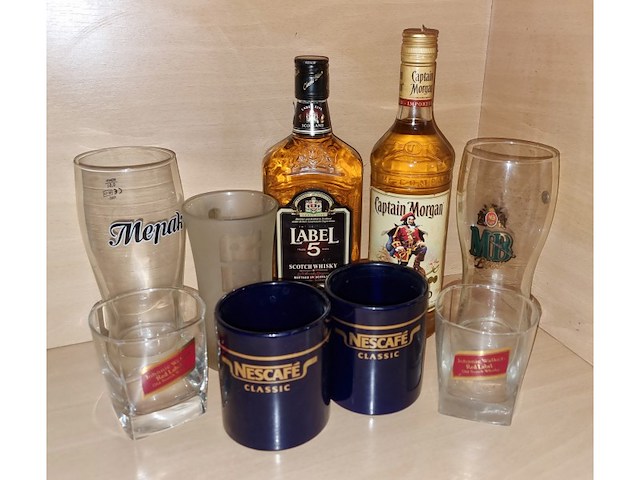 5 ČAŠA, 2 ŠOLJE + Captain Morgan + Label 5