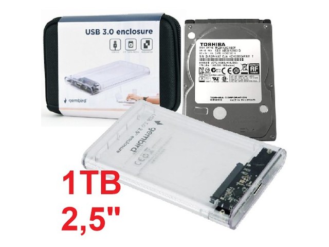 HDD 2.5 * 1TB SET USB 3.0 SATA eksterno kuciste + 1TB MQ01ABD100V TOSHIBA  EE2-U3S9-6 (3899)