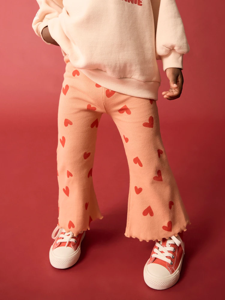 Pink/Peach Hearts Disney Minnie Mouse Sweatshirt & Flared Leggings Set (3mths-7yrs)