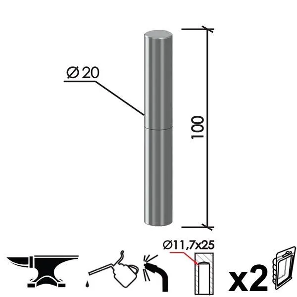 Šarka bravarska za vrata SP6 ne FI20x100/11,7x25mm 2kom DBP1 (0109080)