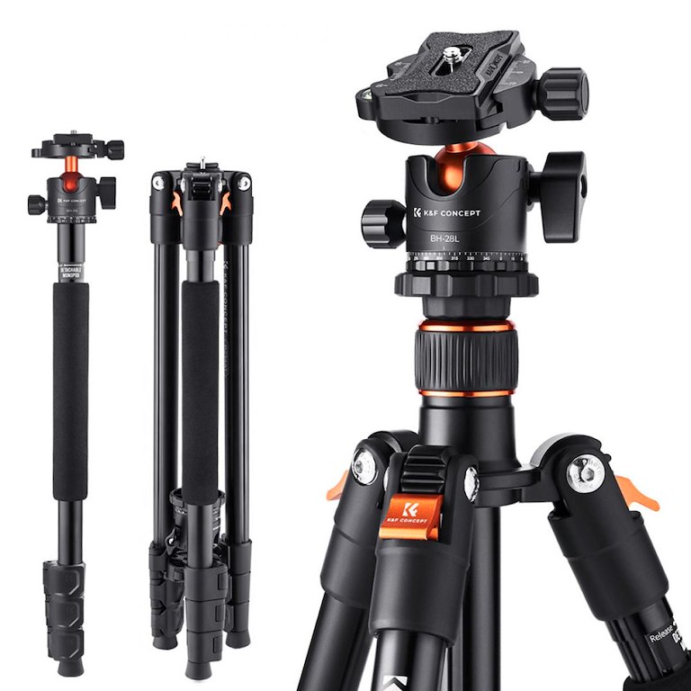 K&F Concept Aluminum Professional Ball Head 2u1 Tripod KF09.111V1