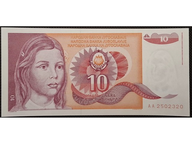 10 dinara 1990 UNC