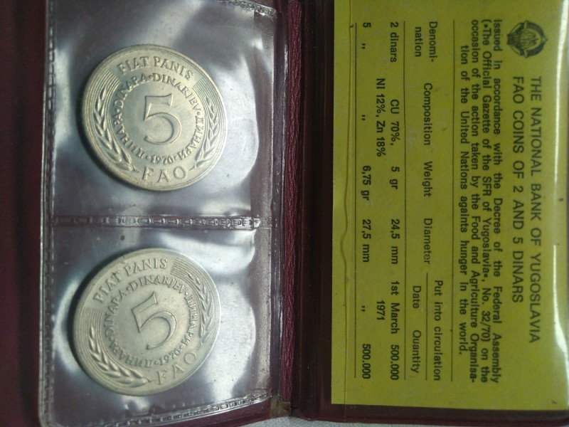 kovanice 5 i 5 dinara 1971 set