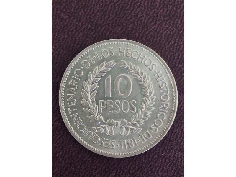 Urugvaj 10 Pesos 1961 Srebro 12.5g aUNC