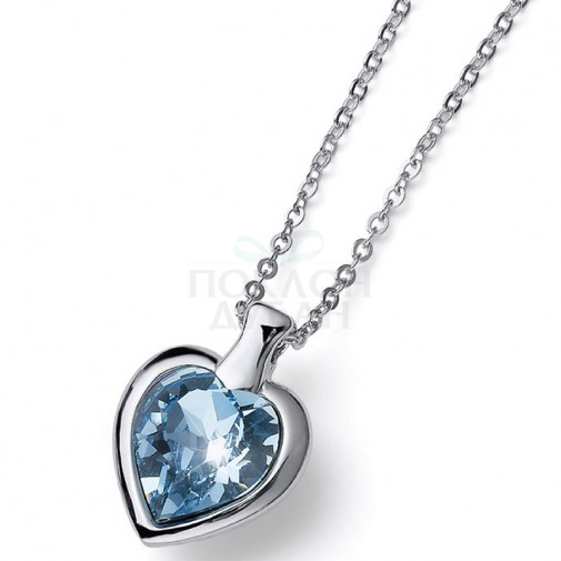 ŽENSKI OLIVER WEBER HEART SMALL AQUA LANČIĆ SA SWAROVSKI PLAVIM KRISTALNIM PRIVESKOM