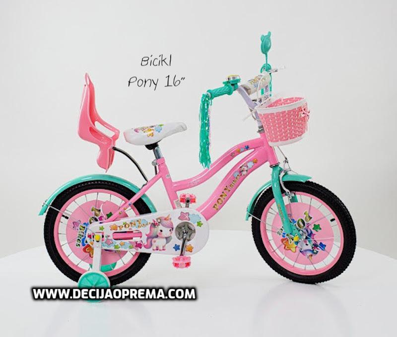 Bicikl Pony 16″ za decu Pink Mint